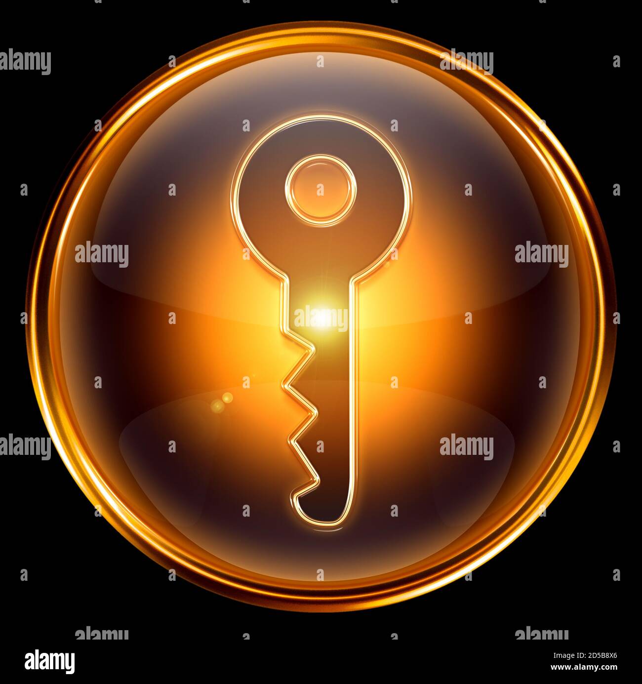 Key icon gold, isolated on black background Stock Photo - Alamy