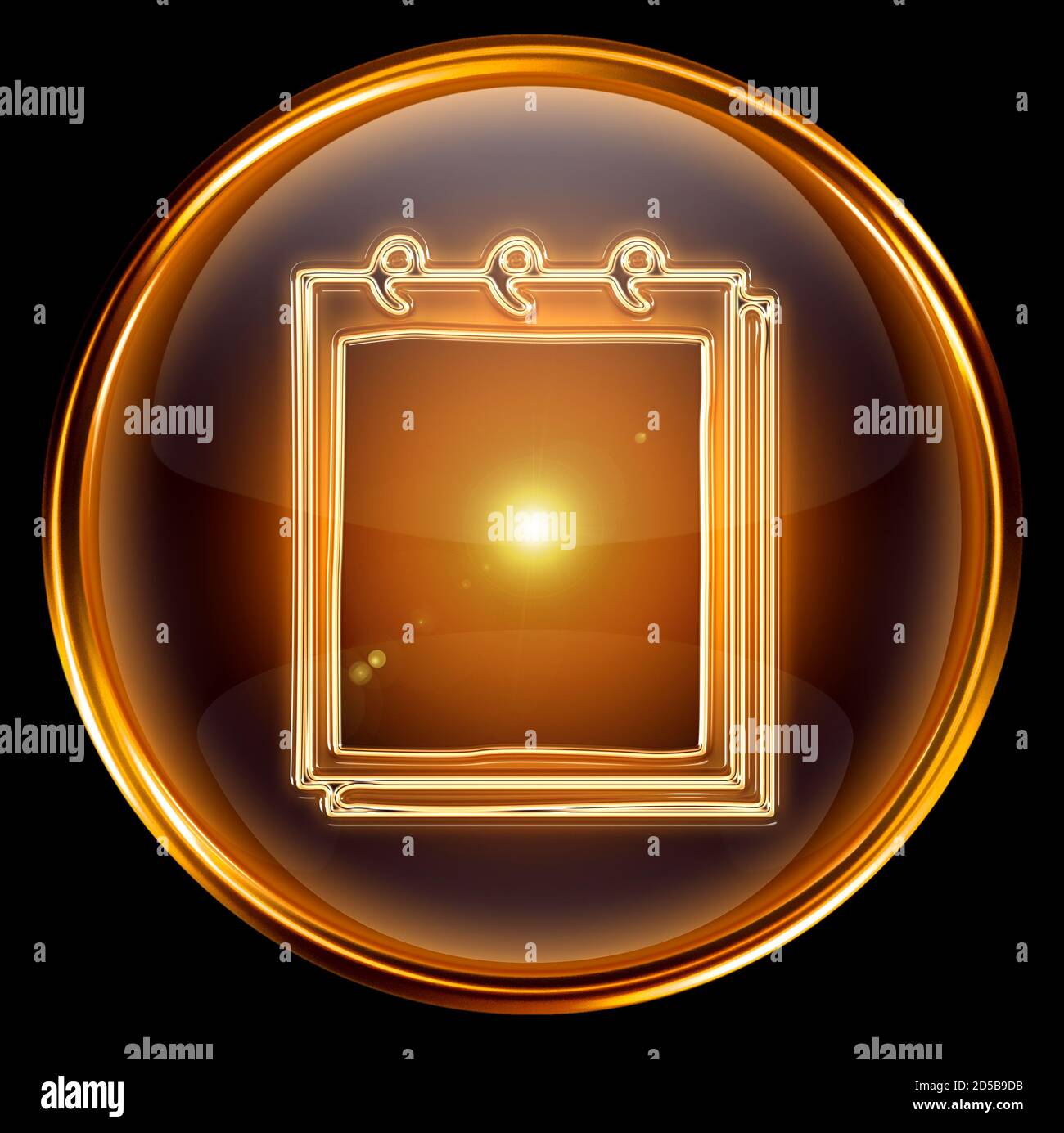 calendar icon gold, isolated on black background Stock Photo - Alamy