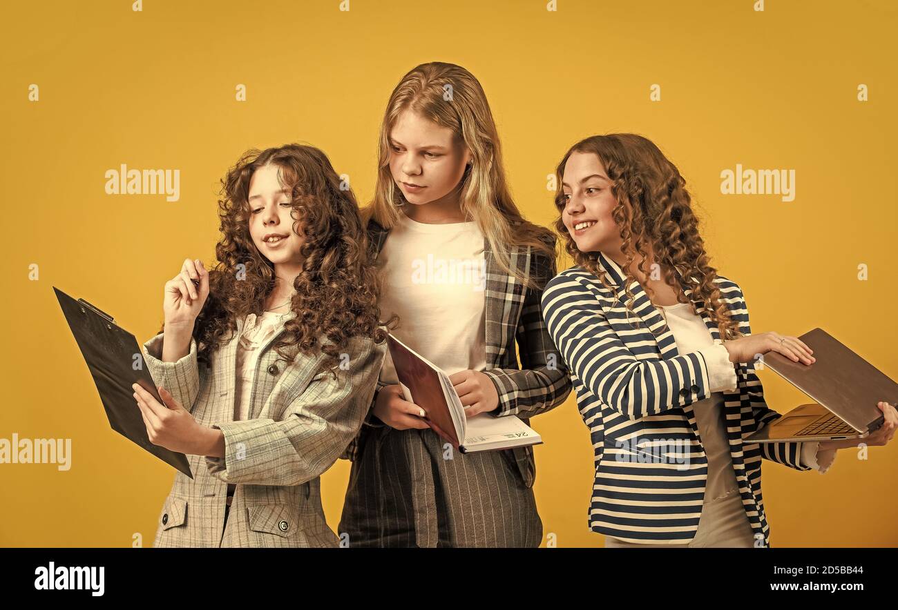 Studying together. Teamwork concept. Girls power. Female friendship ...