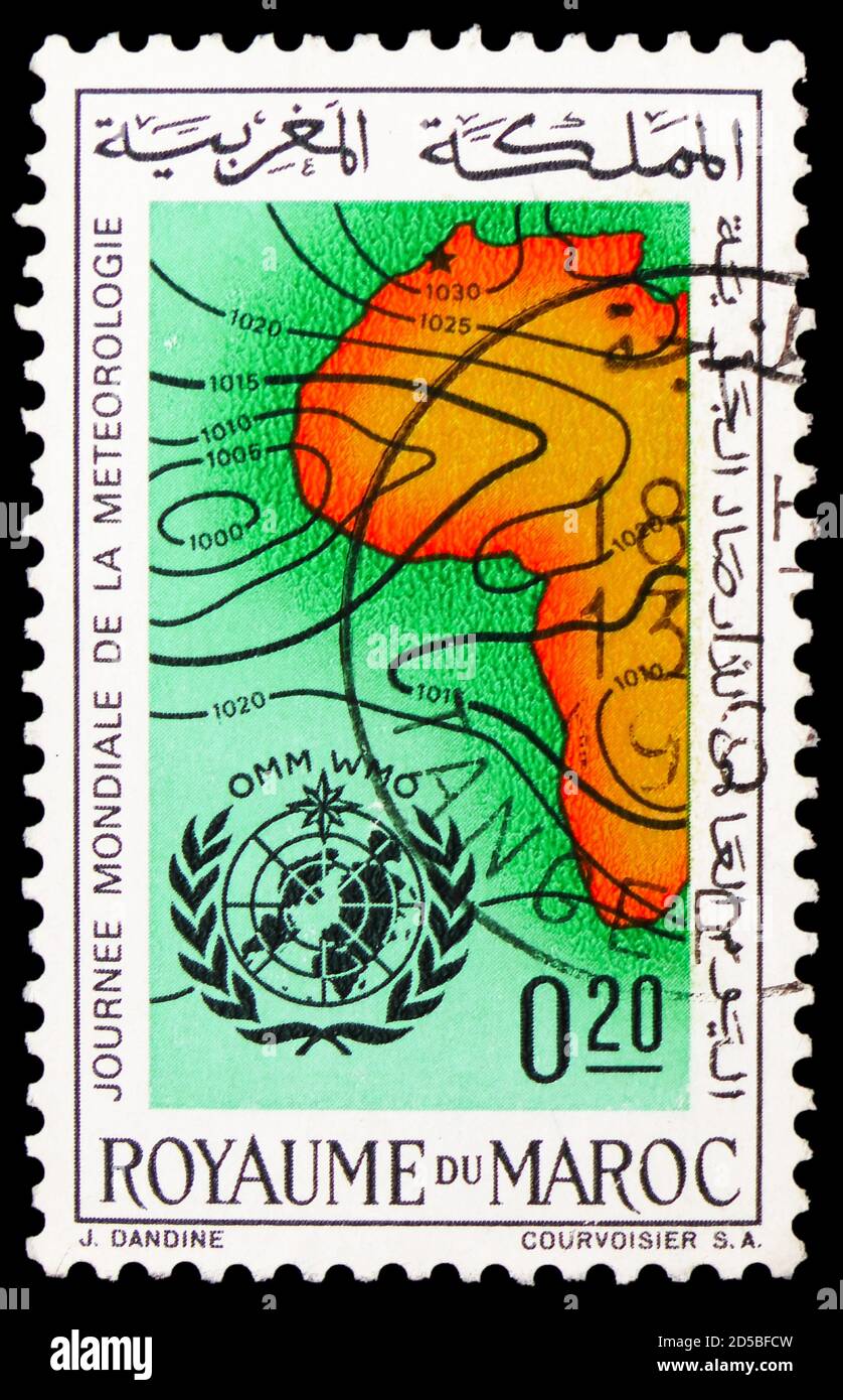 MOSCOW, RUSSIA - SEPTEMBER 28, 2020: Postage stamp printed in Morocco ...