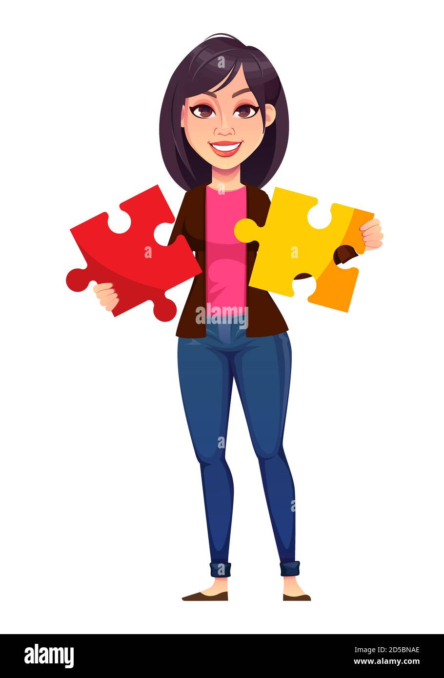 Beautiful woman with jigsaw puzzle Stock Vector Images - Alamy