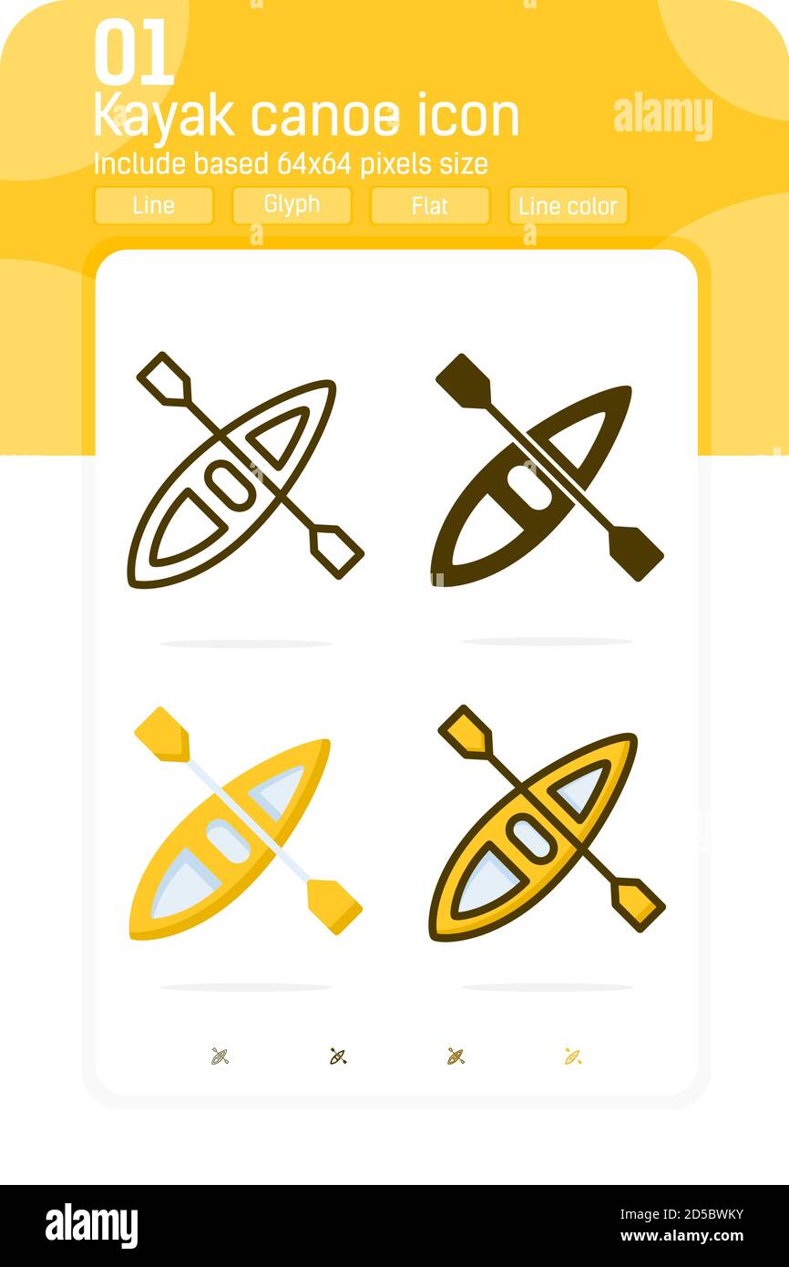 Water sports kayak canoe premiun icon with multiple style isolated on ...