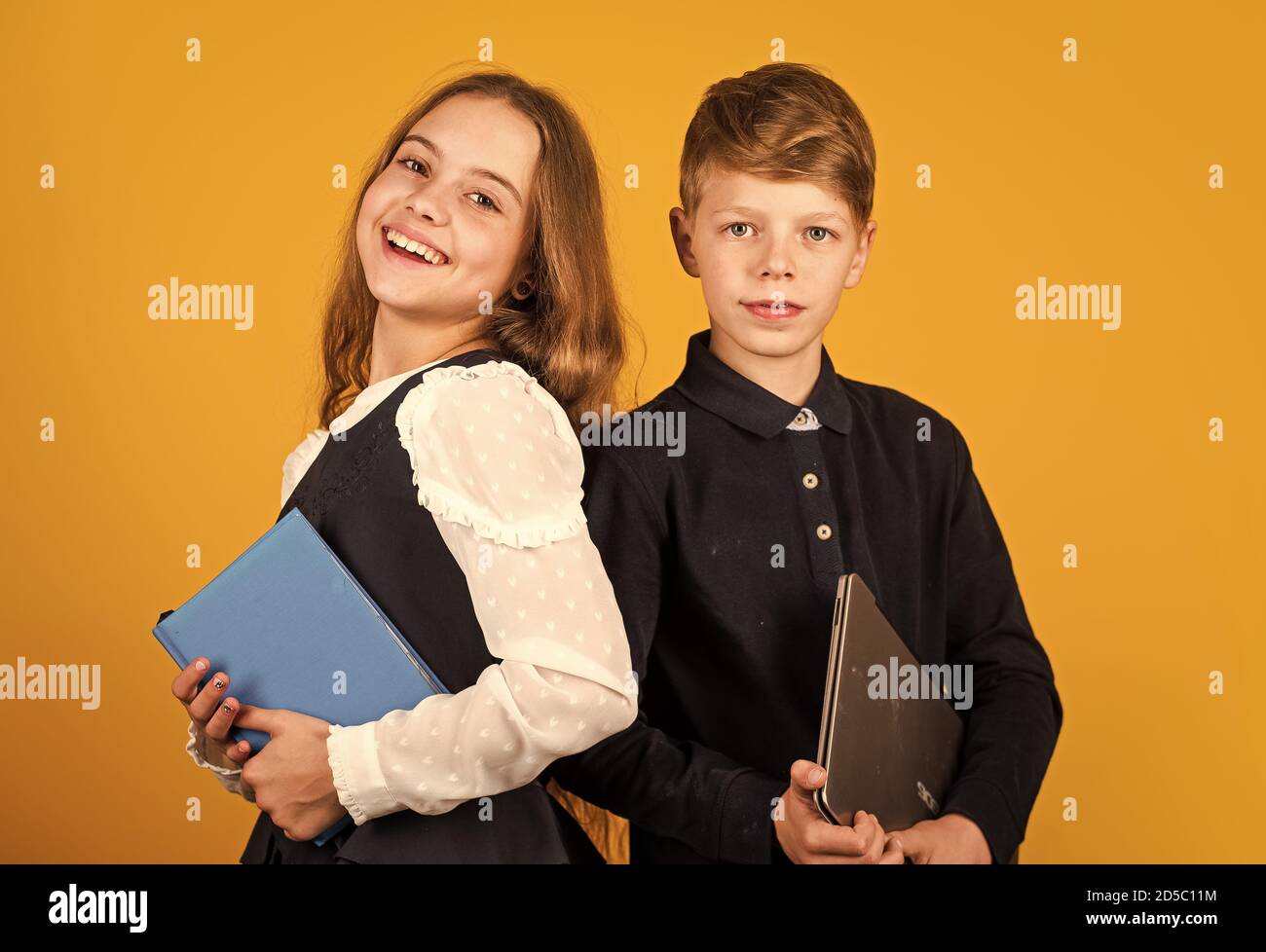 Study programming. Student with laptop computer. Child using pc. Life ...