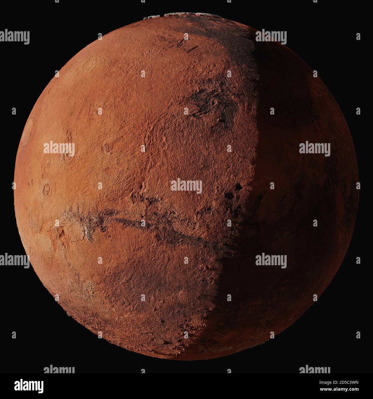 Planet Mars. Isolated on black background Stock Photo - Alamy
