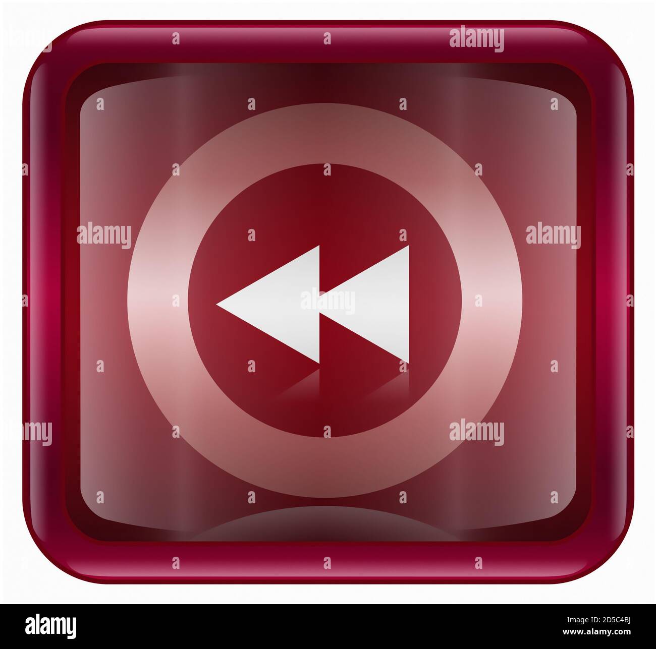 Rewind icon dark red, isolated on white Stock Photo - Alamy