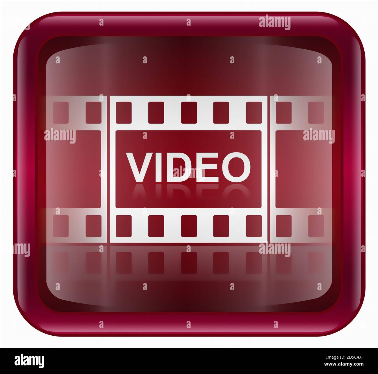 Film icon red, isolated on white background Stock Photo - Alamy
