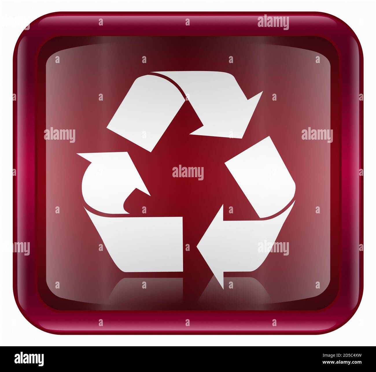 Recycling symbol icon red, isolated on white background Stock Photo - Alamy