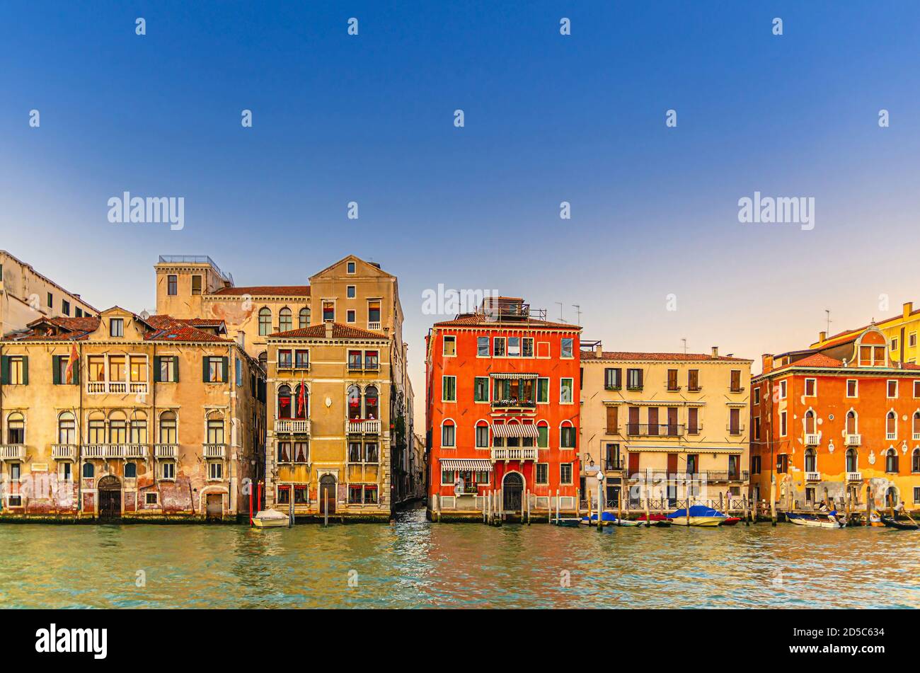 Row of baroque style buildings palaces on Grand Canal waterway in ...
