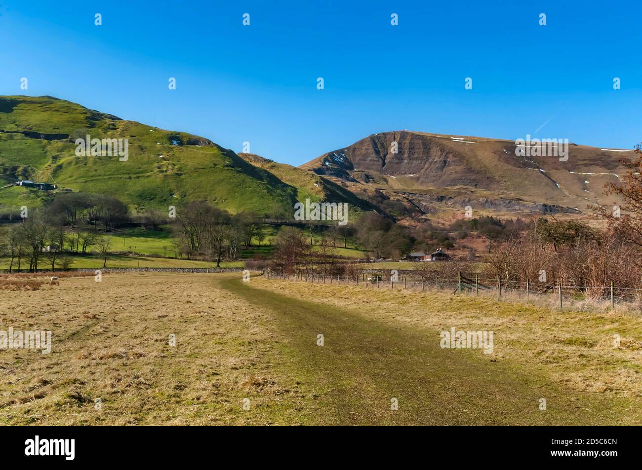 Treak Cliff and Mam Tor, with Odin Mine between - Treak Cliff is ...