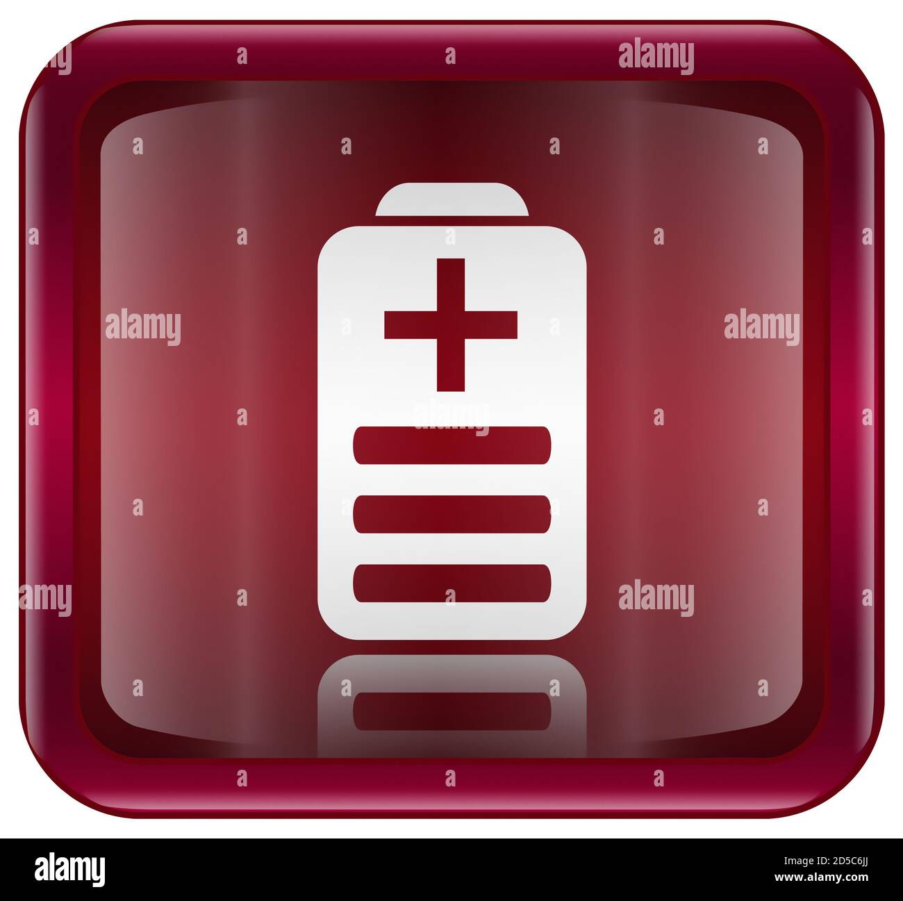 Battery icon red, isolated on white background Stock Photo - Alamy