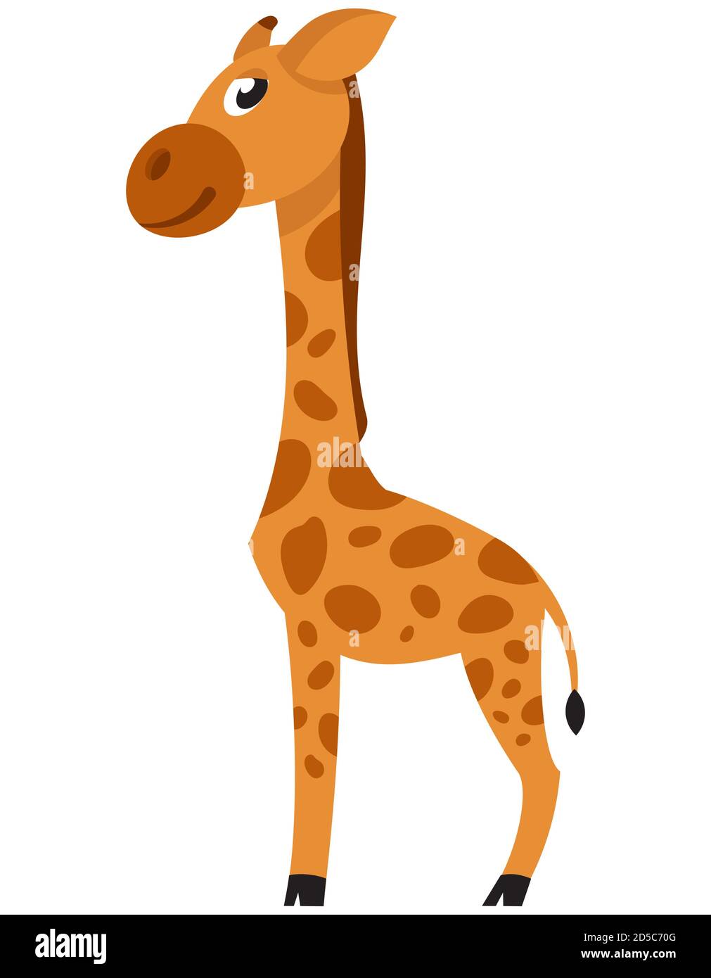 Standing baby giraffe side view. African animal in cartoon style Stock ...