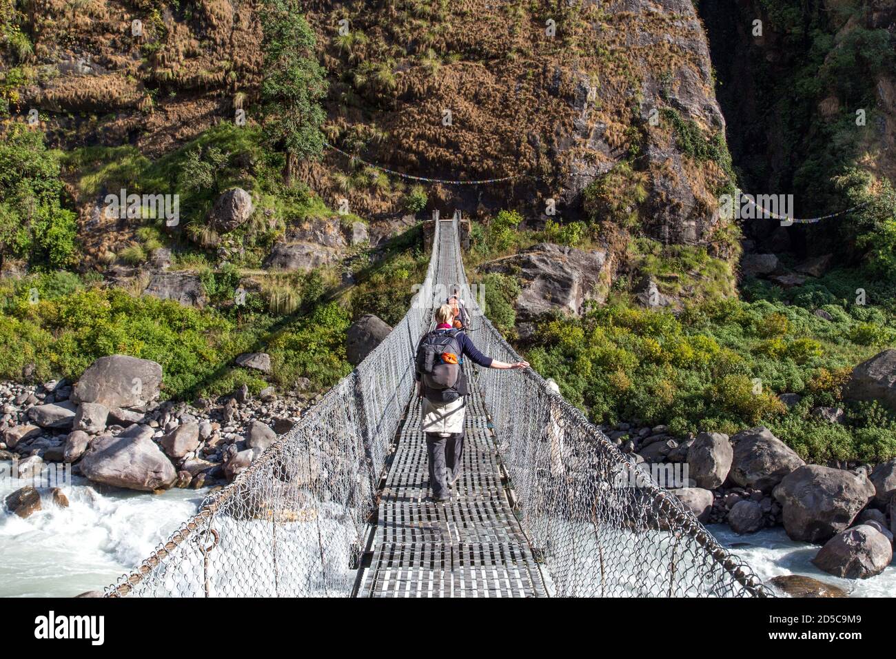 Suspension bridge in Annapurna Region Stock Photo - Alamy