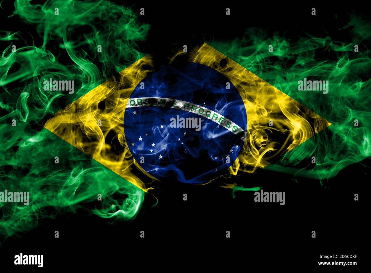 Brazil, Brazilian smoke flag isolated on black background Stock Photo ...