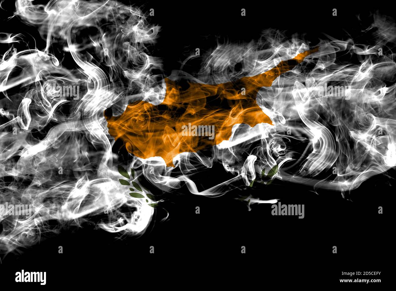 Cyprus, Cypriot smoke flag isolated on black background Stock Photo - Alamy