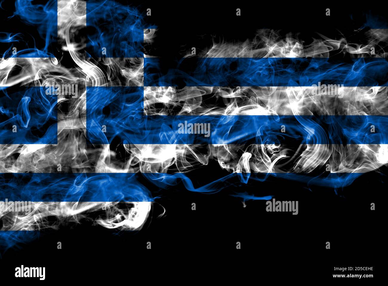Greece, Greek smoke flag isolated on black background Stock Photo - Alamy