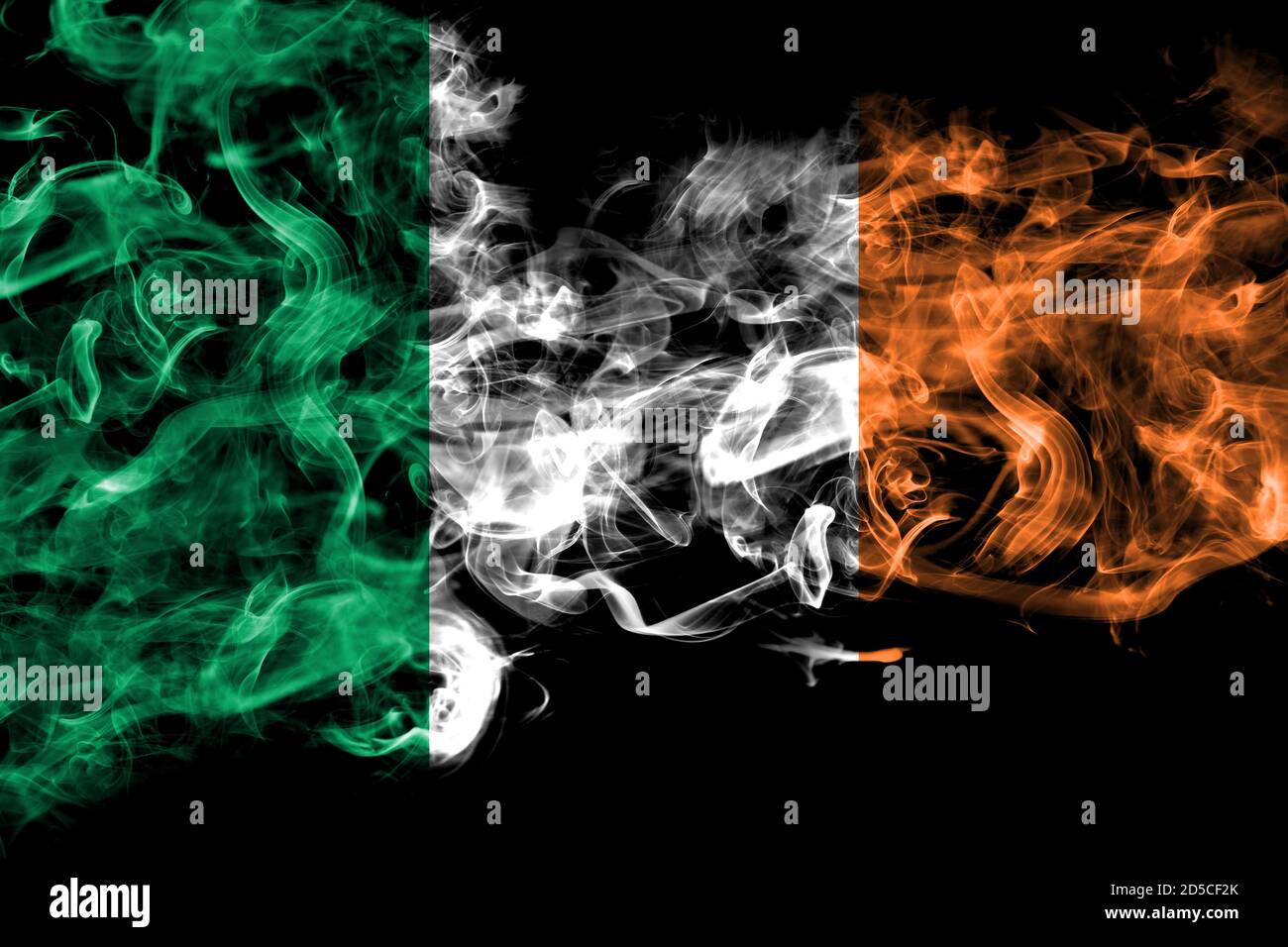 Ireland, Irish smoke flag isolated on black background Stock Photo - Alamy