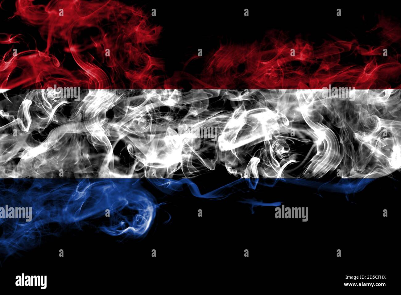 Netherlands, Dutch, Holland smoke flag isolated on black background ...