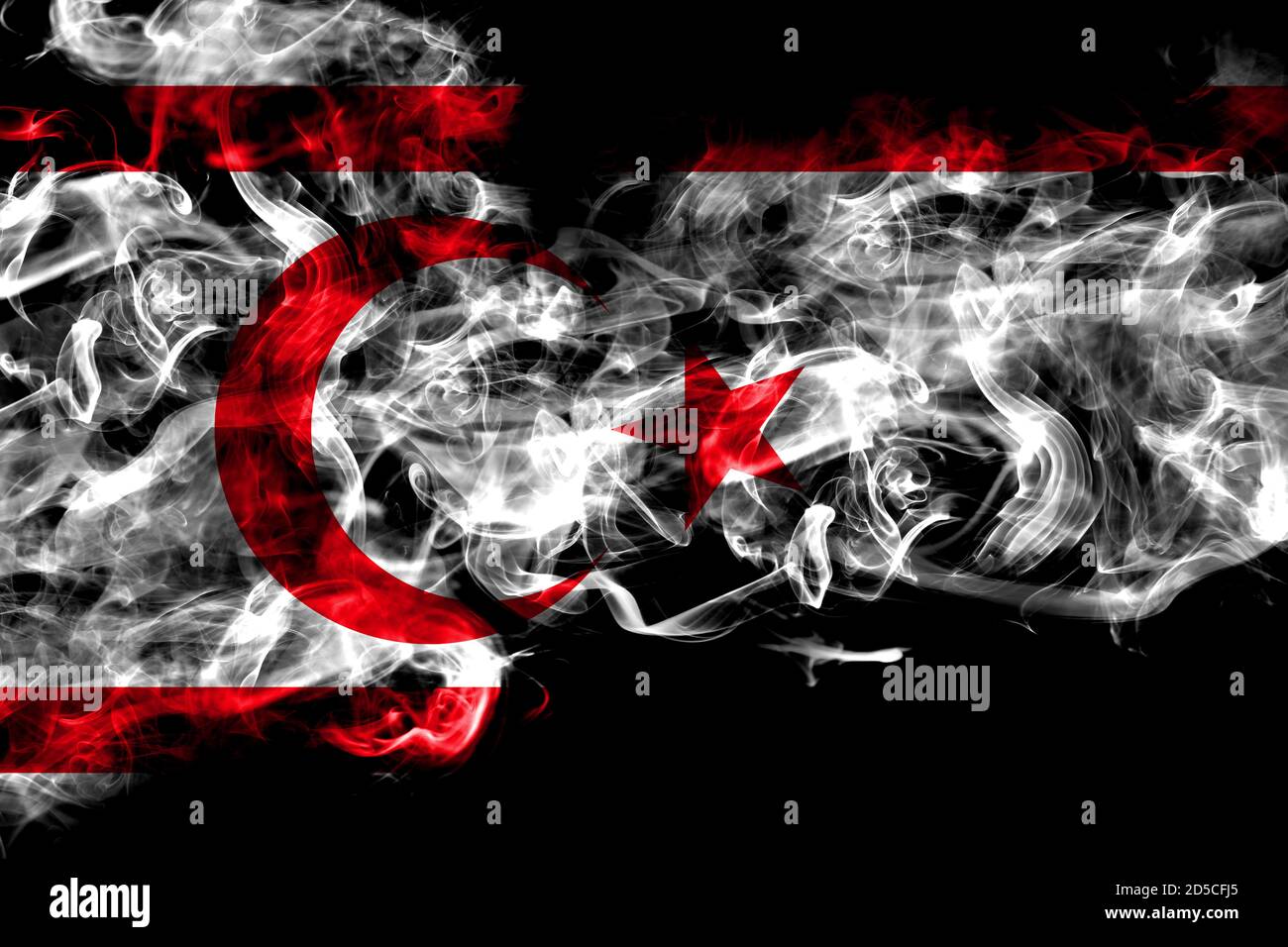 Northern Cyprus smoke flag isolated on black background Stock Photo - Alamy