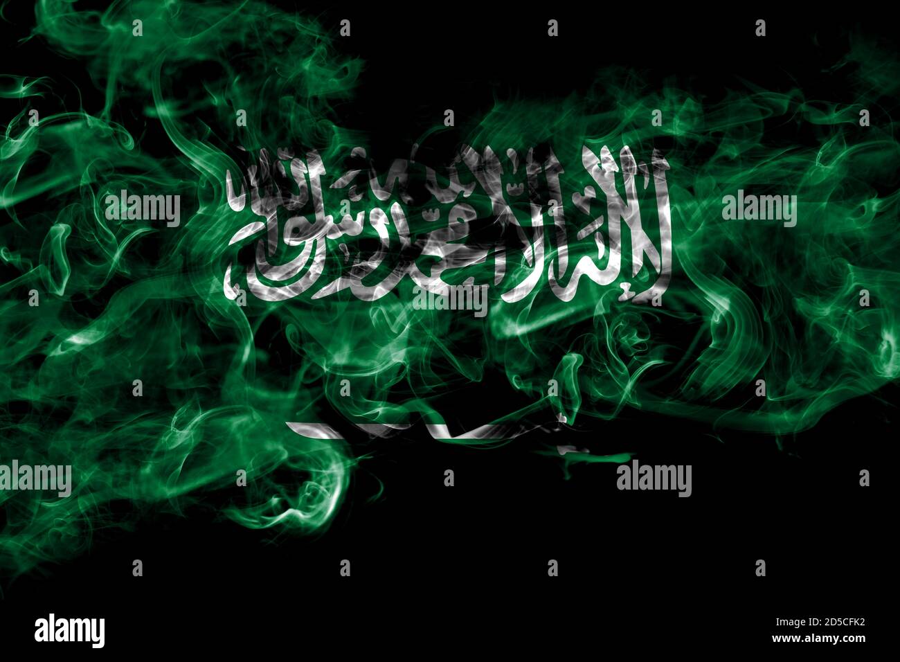 Saudi Arabia, Arabian smoke flag isolated on black background Stock ...