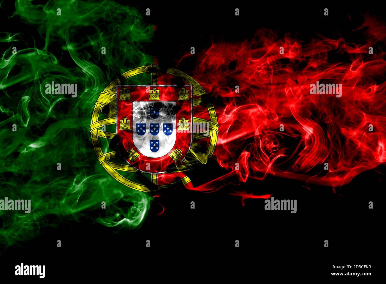 Portugal, Portuguese smoke flag isolated on black background Stock ...