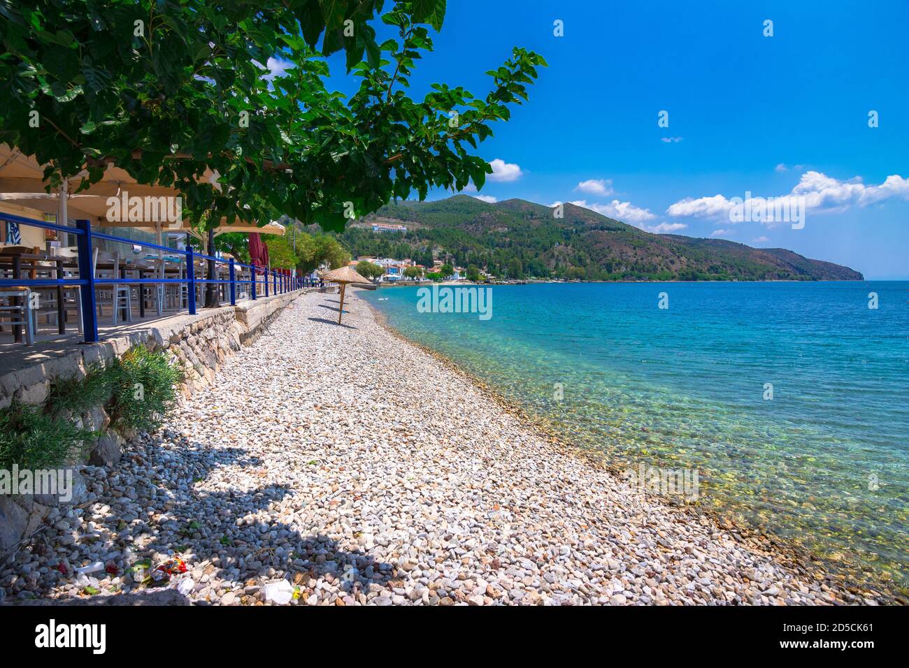 Streets of famous picturesque village Limni Evias on Euboea island ...