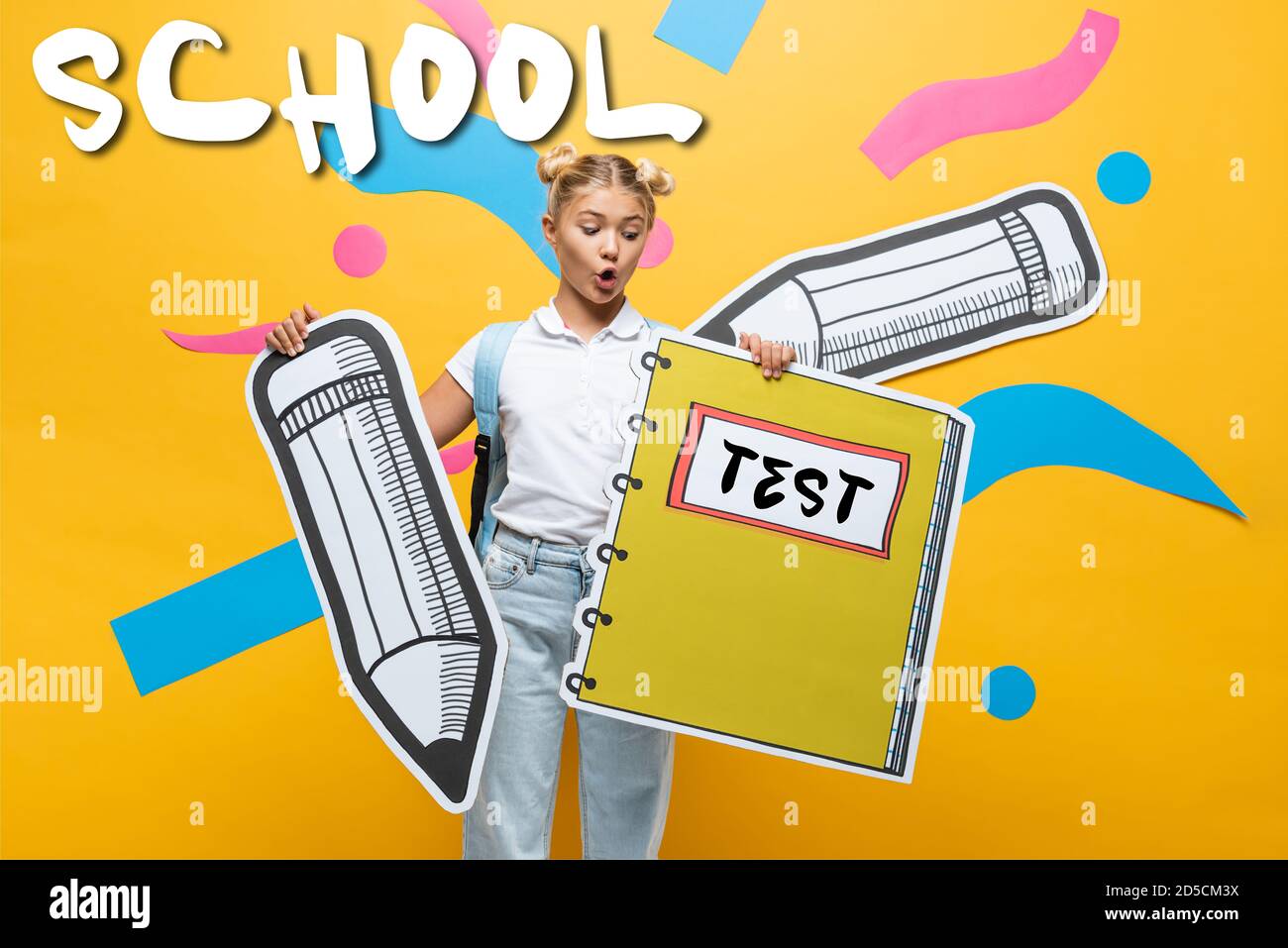 Illustration kid holding test hi-res stock photography and images - Alamy