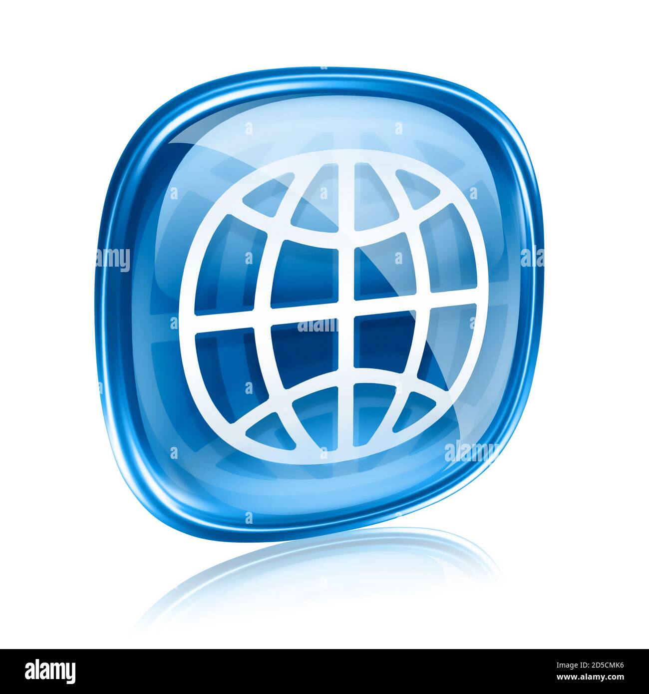 World icon blue glass, isolated on white background Stock Photo - Alamy