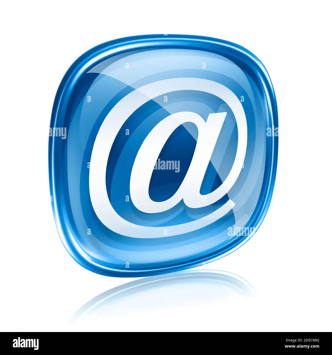 email icon blue glass, isolated on white background Stock Photo - Alamy