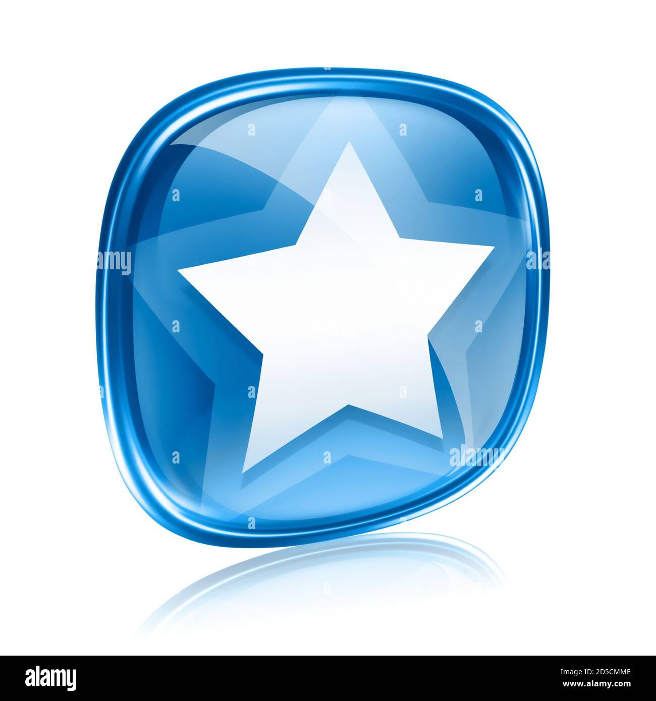star icon blue glass, isolated on white background Stock Photo - Alamy