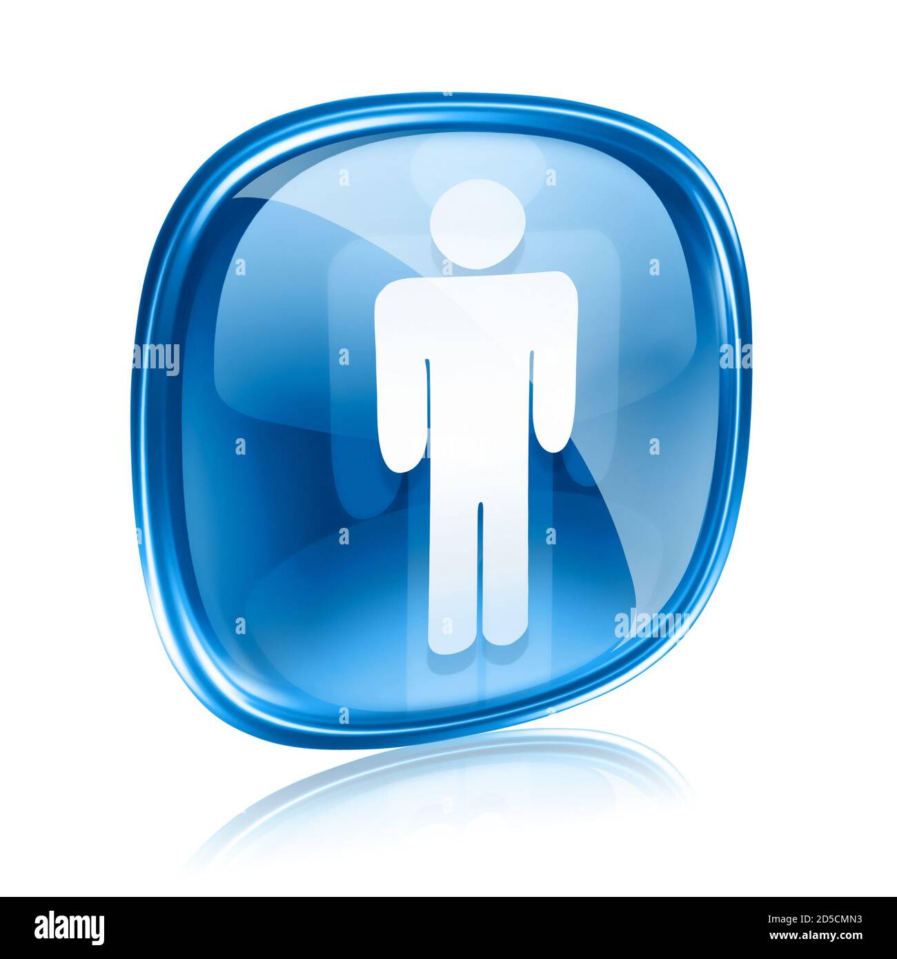 men icon blue glass, isolated on white background Stock Photo - Alamy