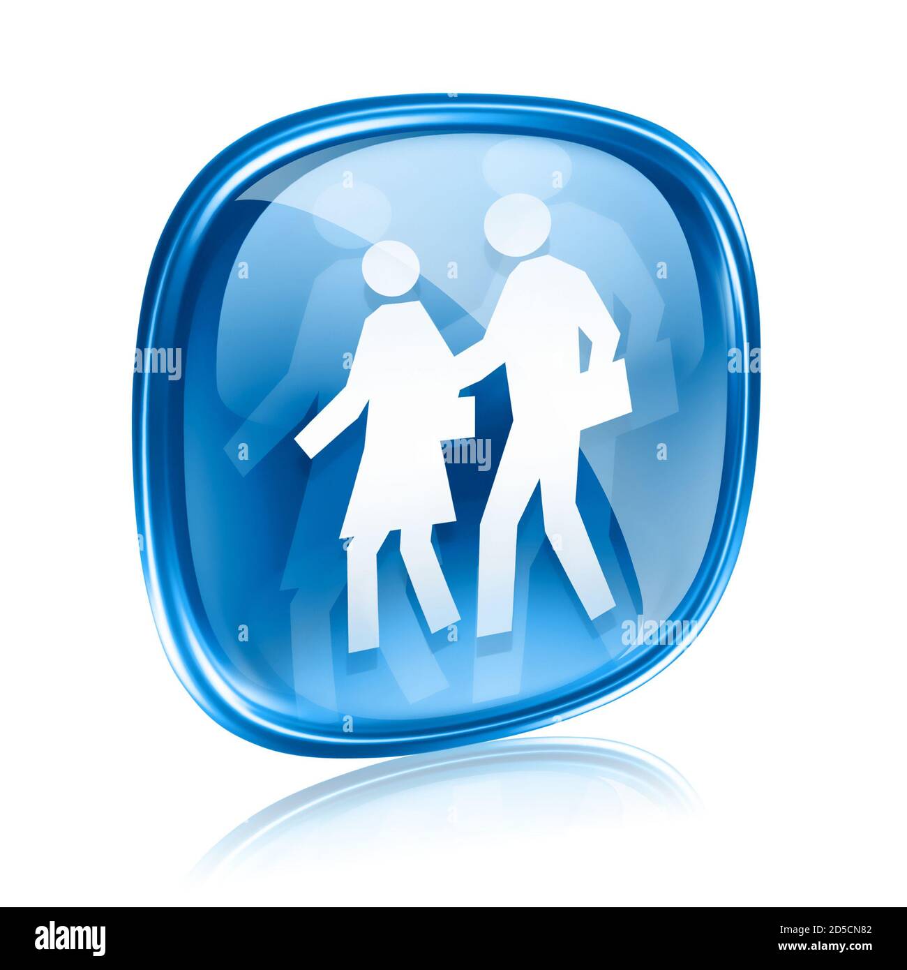 people icon blue glass, isolated on white background Stock Photo - Alamy