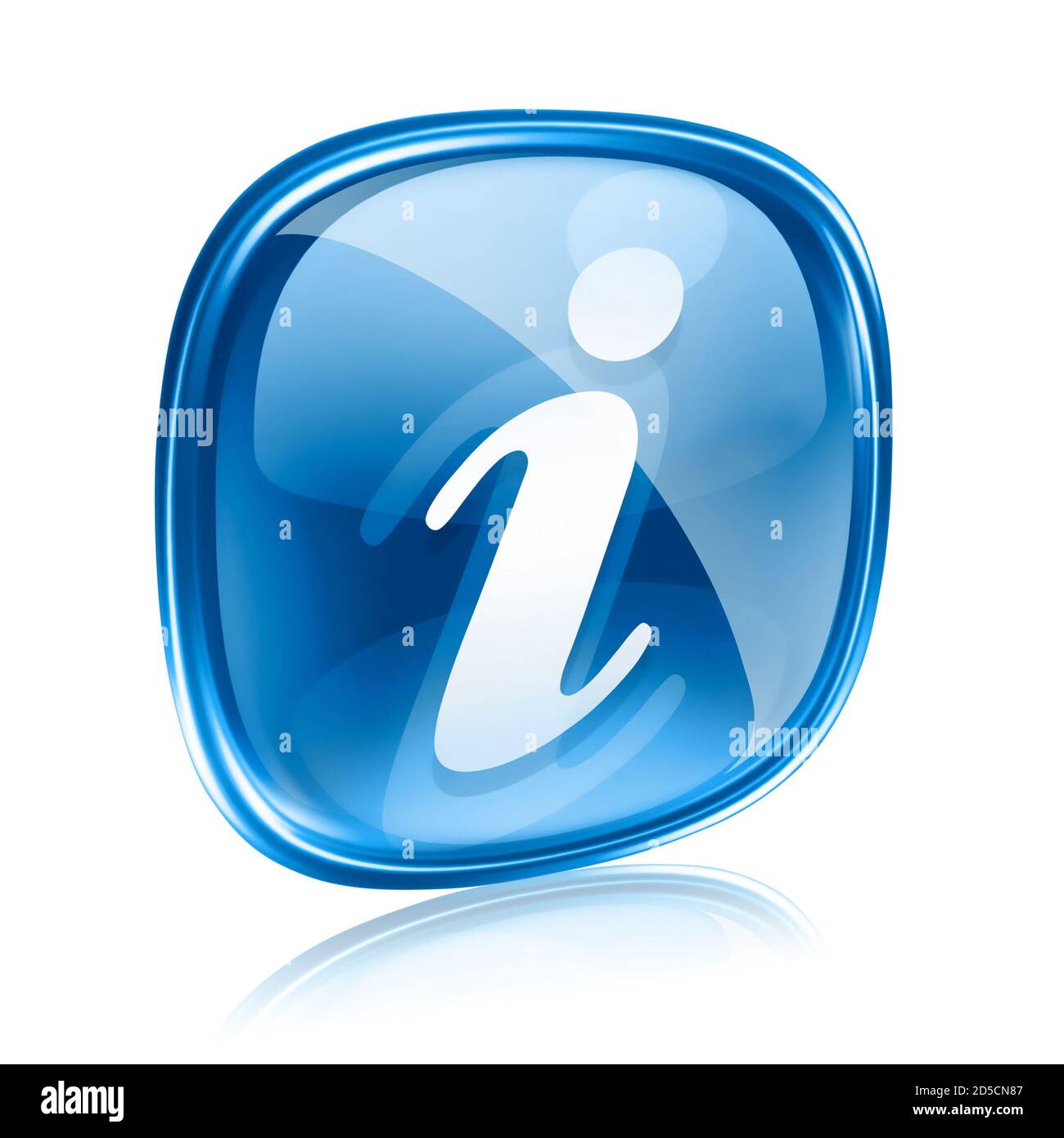 information icon blue glass, isolated on white background Stock Photo ...