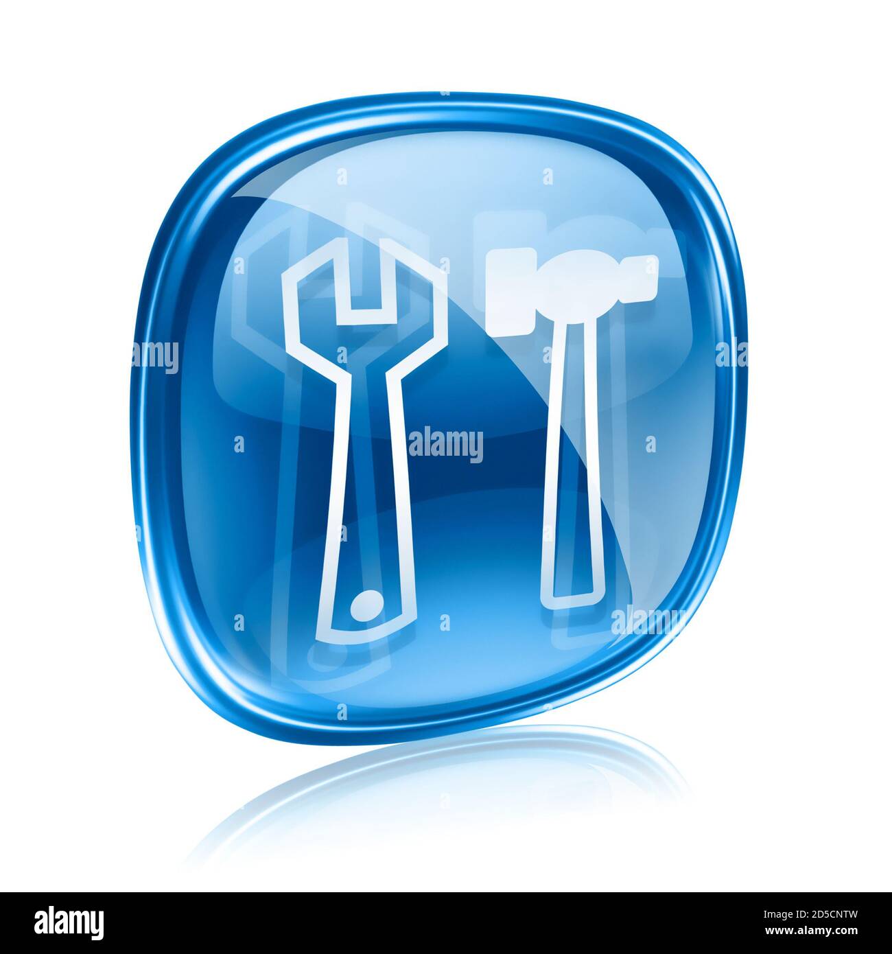 Tools icon blue glass, isolated on white background Stock Photo - Alamy