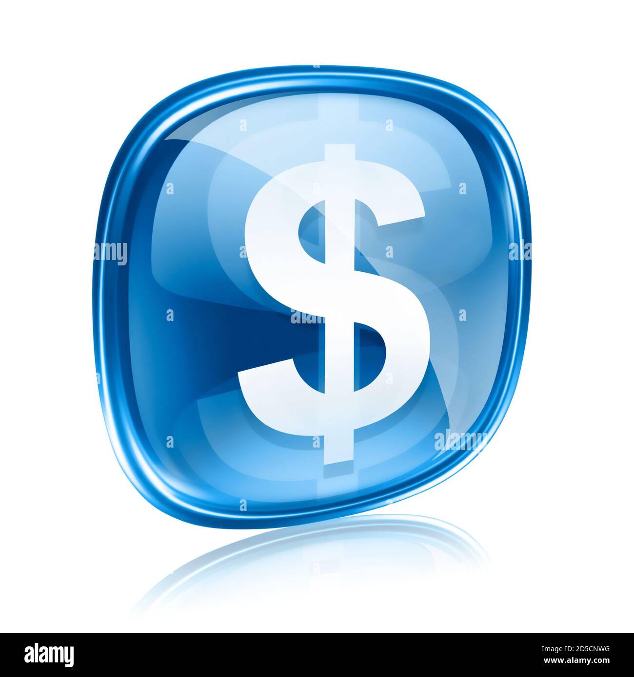 dollar icon blue glass, isolated on white background Stock Photo - Alamy