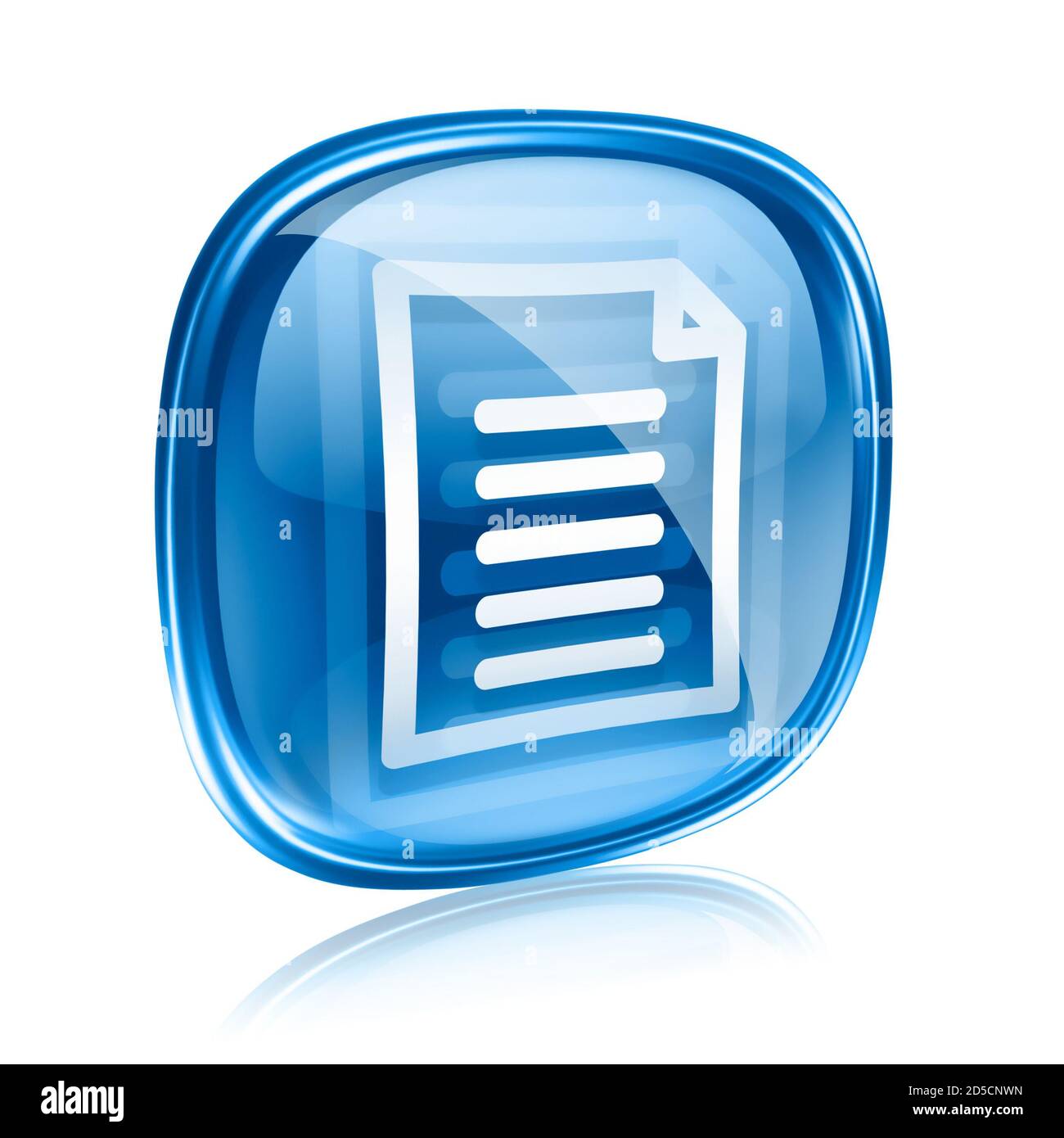 Document icon blue glass, isolated on white background Stock Photo - Alamy