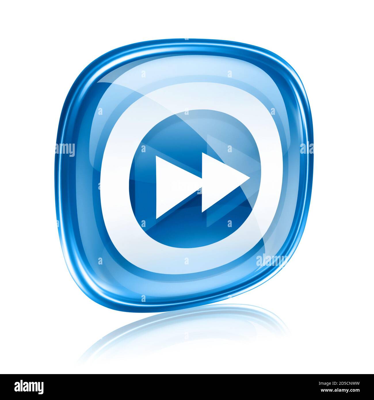 Forward icon blue glass, isolated on white background Stock Photo - Alamy
