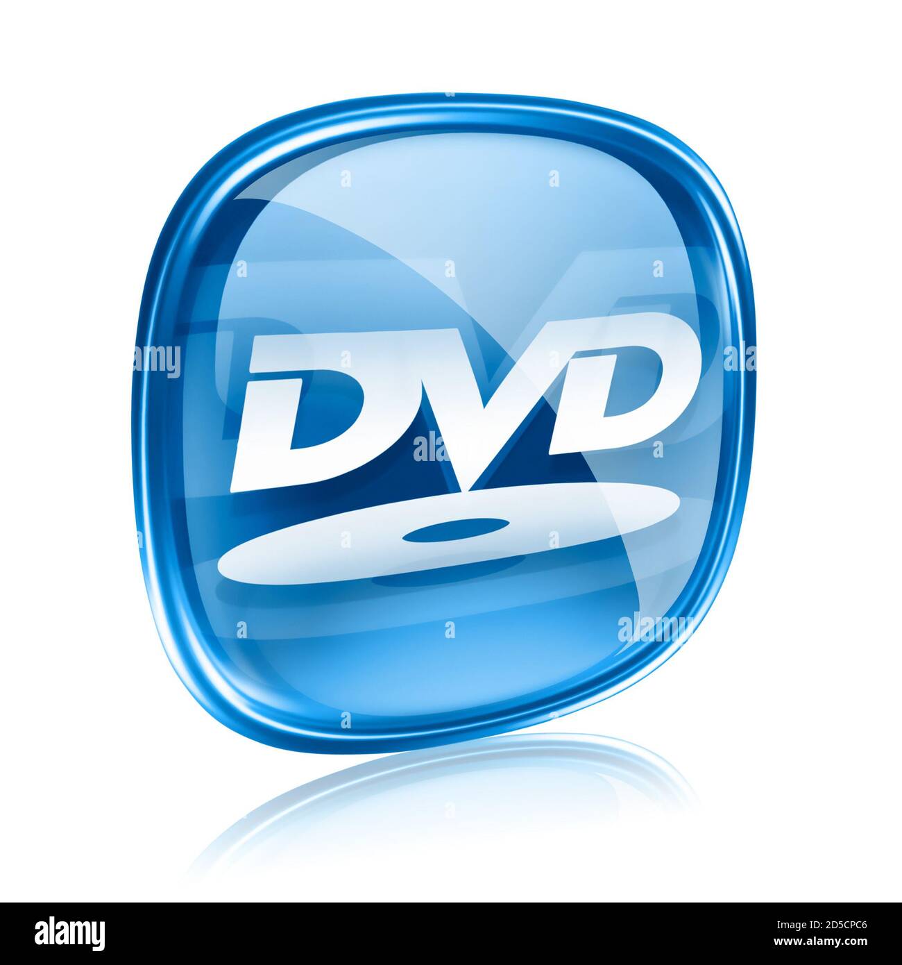 DVD icon blue glass, isolated on white background Stock Photo - Alamy