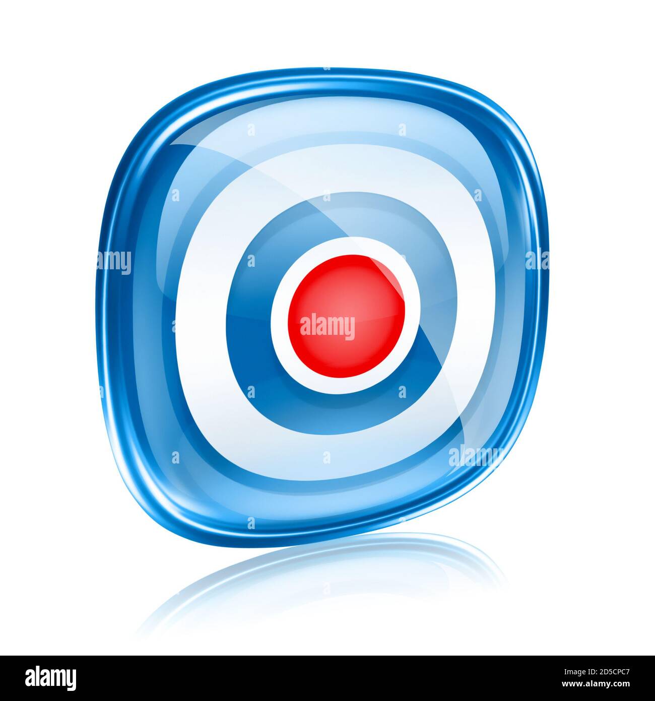 Record icon blue glass, isolated on white background Stock Photo - Alamy