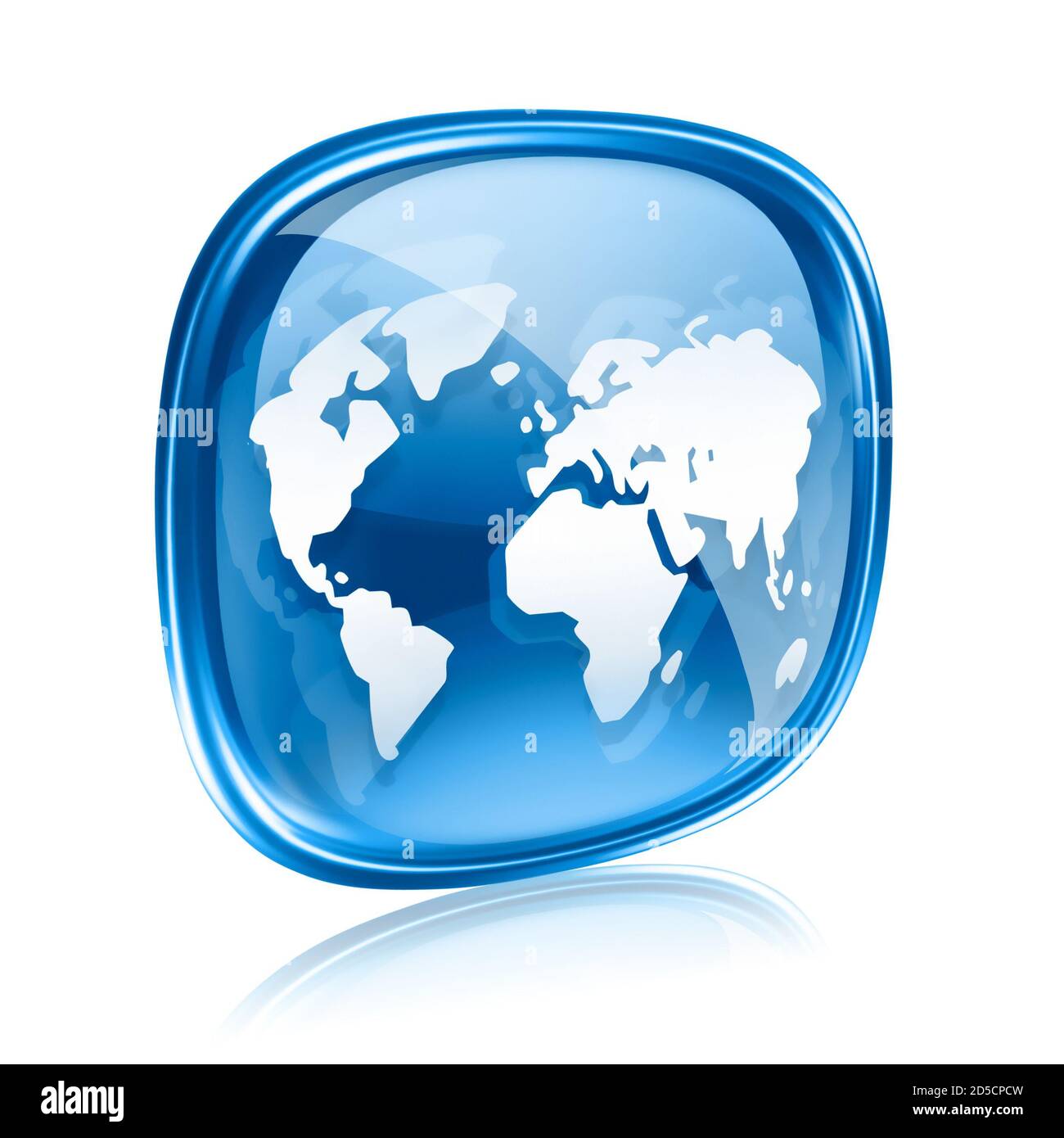 world icon blue glass, isolated on white background Stock Photo - Alamy