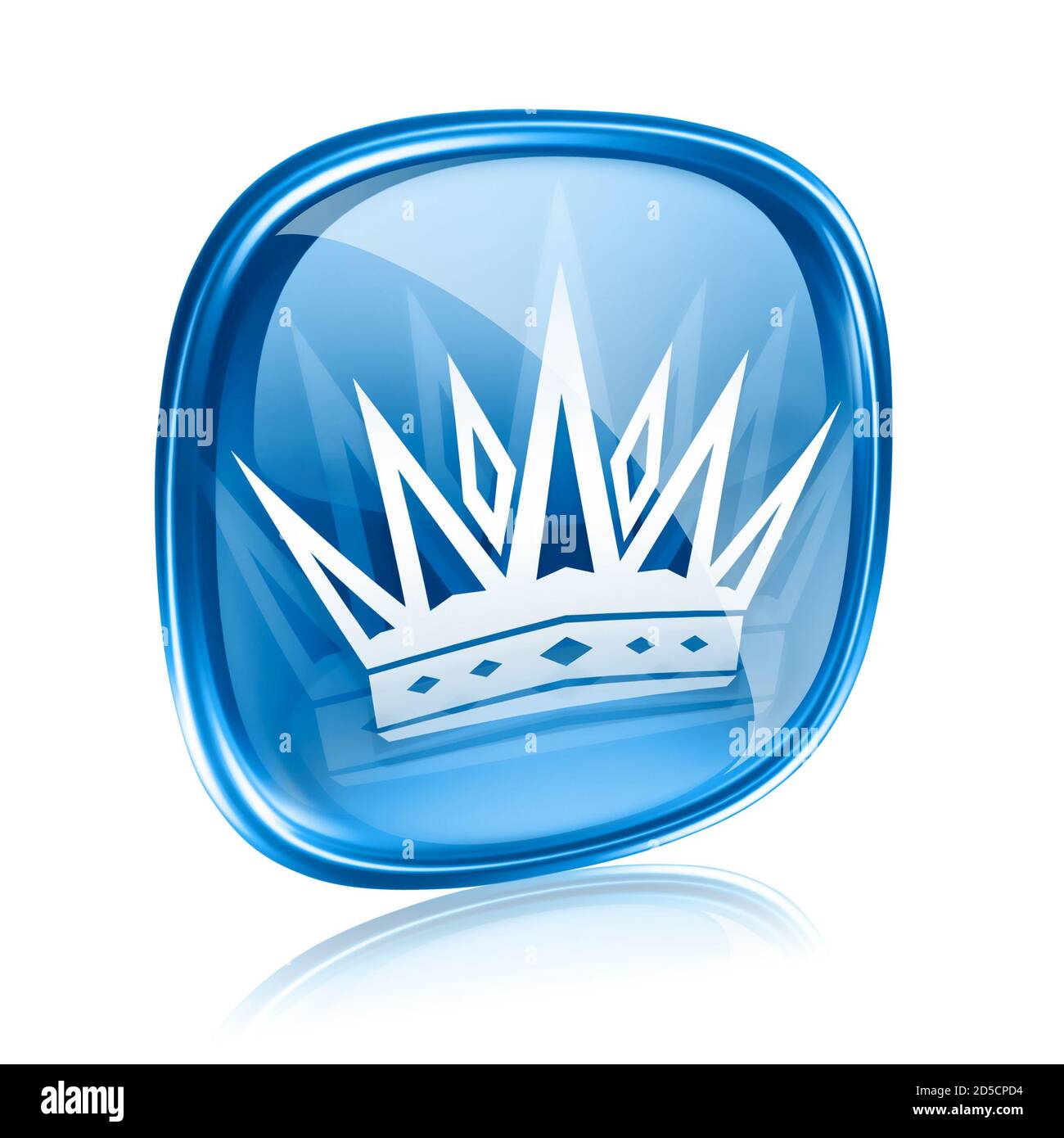 crown icon blue glass, isolated on white background Stock Photo - Alamy