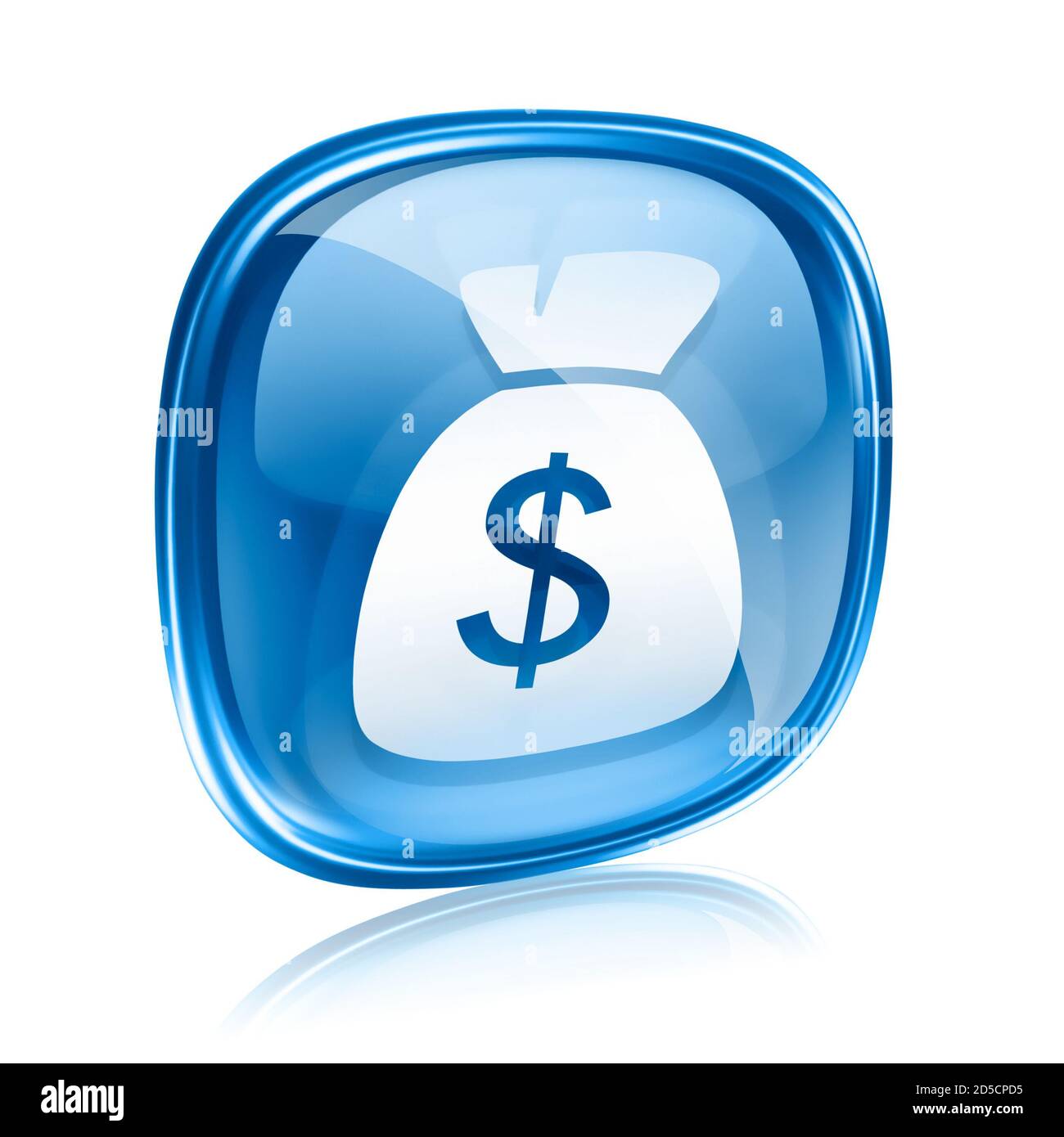 dollar icon blue glass, isolated on white background Stock Photo - Alamy