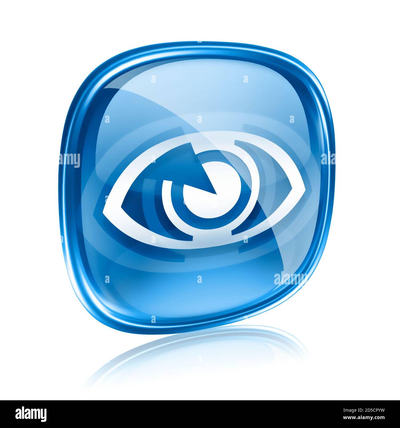 eye icon blue glass, isolated on white background Stock Photo - Alamy