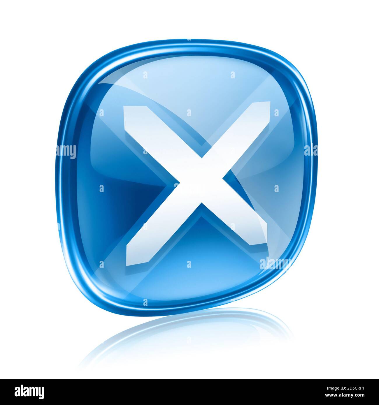 close icon blue glass, isolated on white background Stock Photo - Alamy