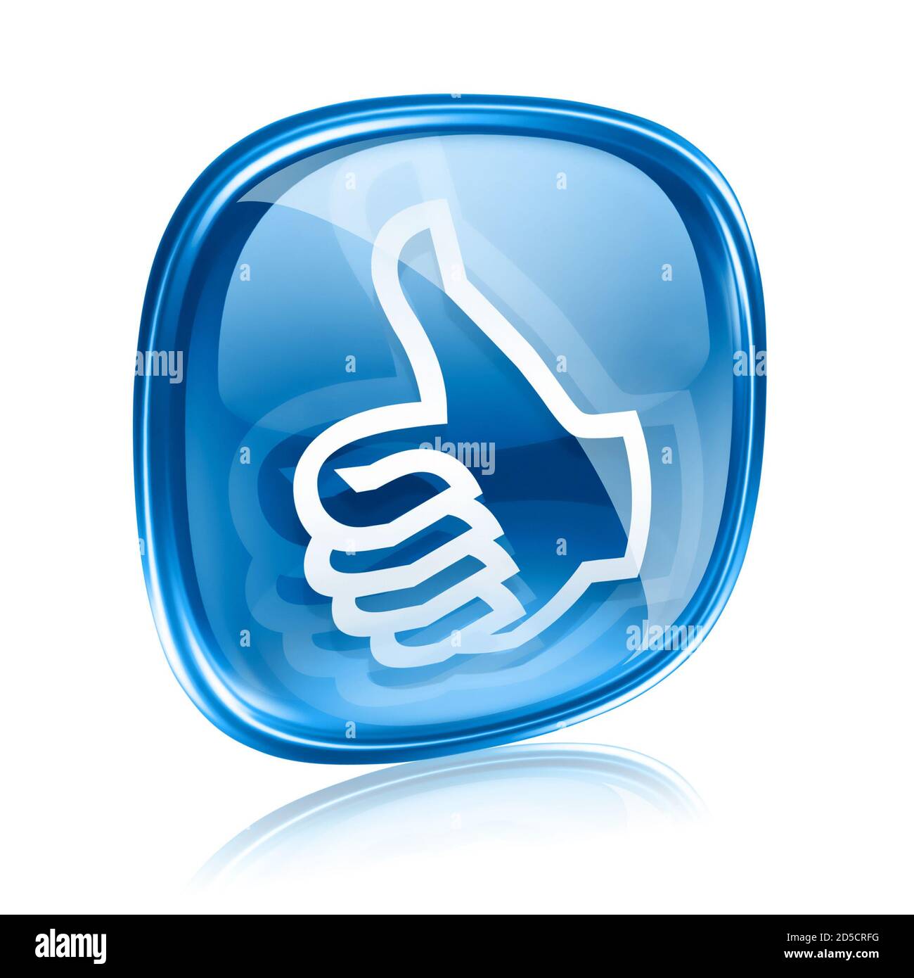 thumb up icon blue glass, approval Hand Gesture, isolated on white ...