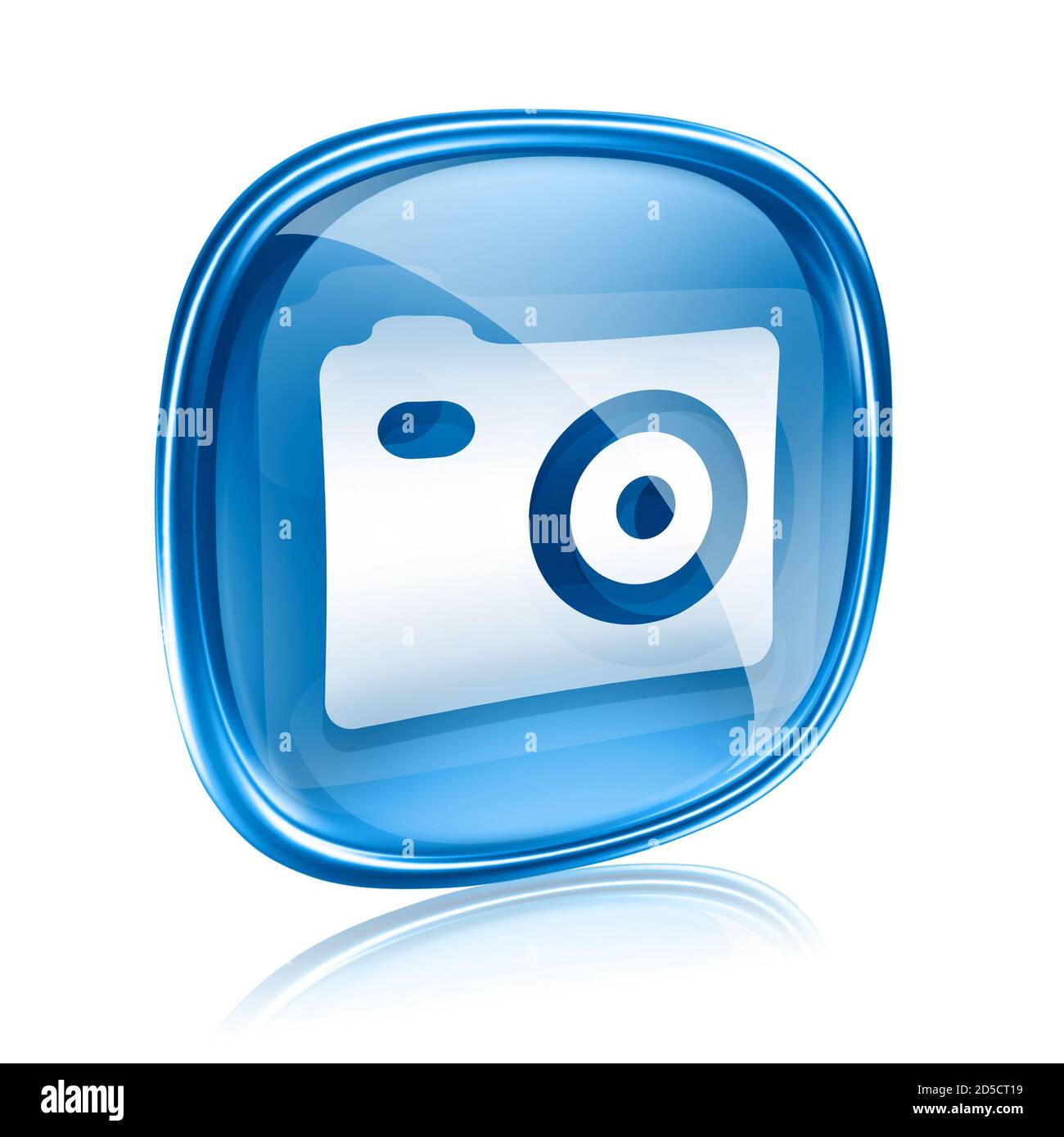 Camera icon blue glass, isolated on white background Stock Photo - Alamy