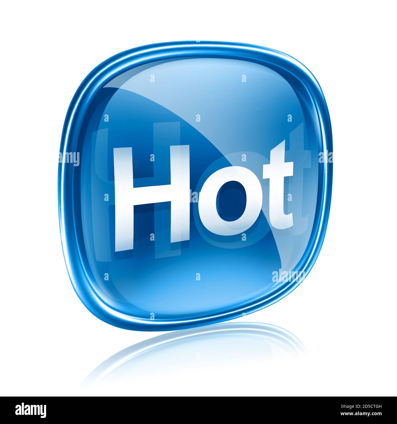 Hot icon glass blue, isolated on white background Stock Photo - Alamy