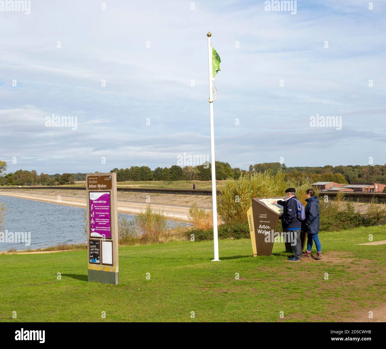 Alton Water reservoir lake, Suffolk, England, UK dam at Stutton Stock ...