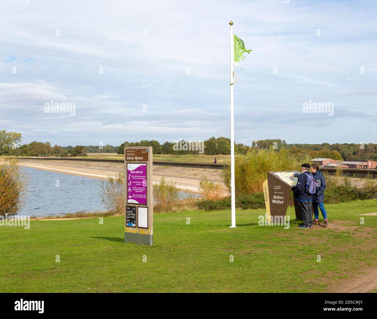 Alton Water reservoir lake, Suffolk, England, UK dam at Stutton Stock ...