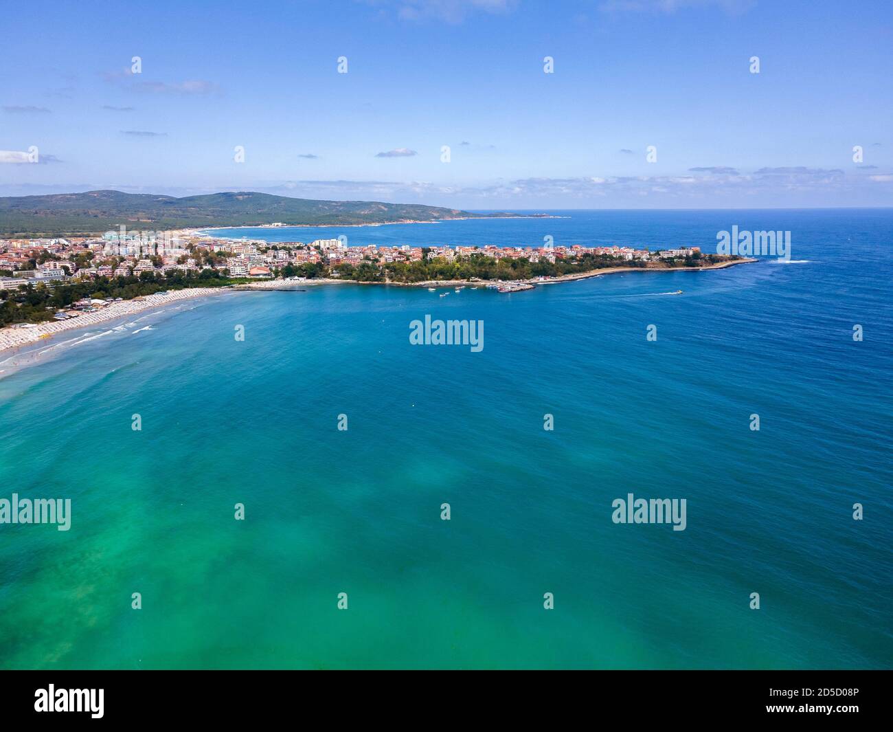 Amazing Aerial view of town of Primorsko, Burgas Region, Bulgaria Stock ...