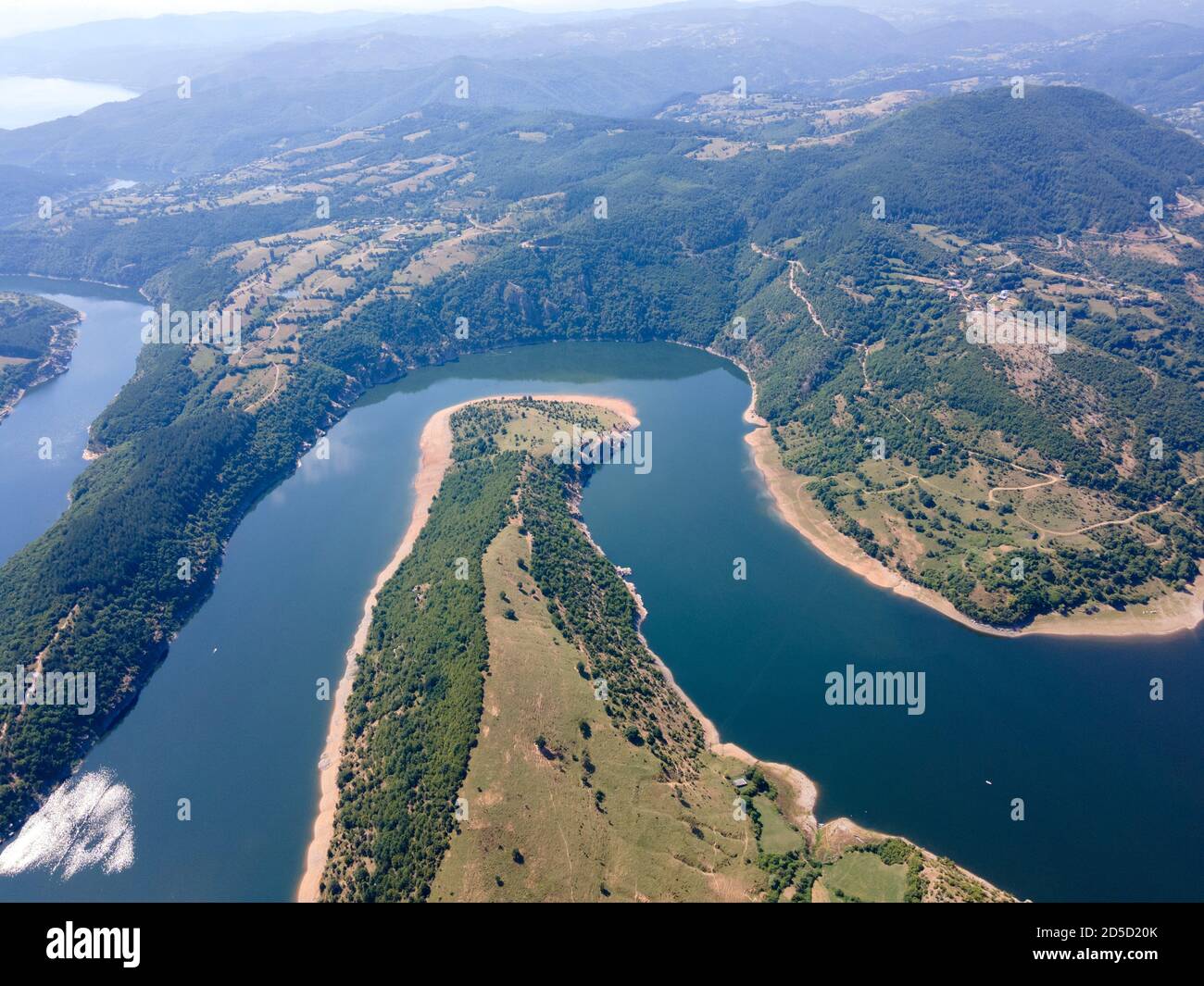 Amazing Aerial view of Arda River meander and Kardzhali Reservoir ...